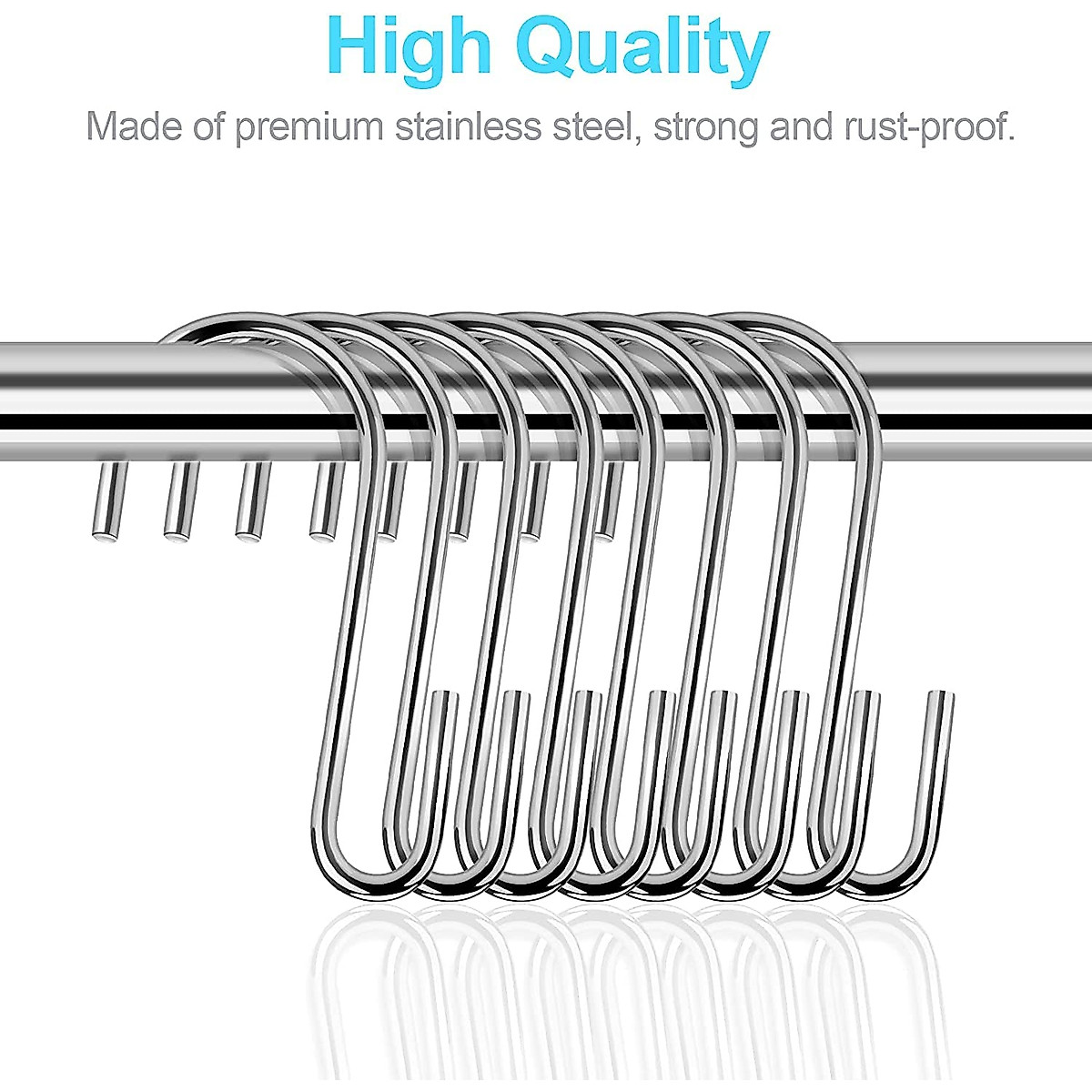 FIVOENDAR 50 Pack Heavy Duty S Hooks S Shaped Hooks Hanging Hangers Pan Pot Holder Rack Hooks for Kitchenware Spoons Pans Pots Utensils Clothes Bags Towels Plants(Black & Silver)