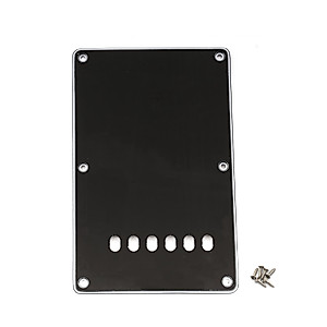 Musiclily 6 Hole Guitar Back Plate Tremolo Cavity Cover Backplate for China Made Squier Guitar Parts,3Ply Black