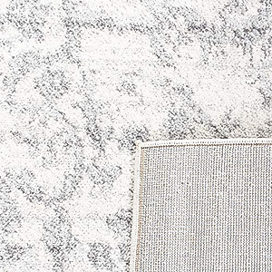 SAFAVIEH Madison Collection 8' x 10' Silver / Ivory MAD603G Oriental Snowflake Medallion Distressed Non-Shedding Living Room Bedroom Dining Home Office Area Rug