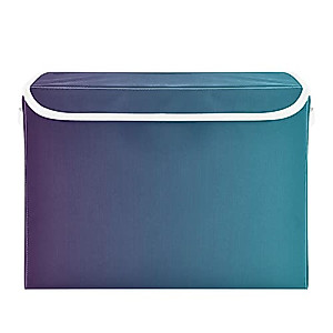 innewgogo Blue Gradient Storage Bins with Lids for Organizing Decorative Callapsible Storage Basket with Handles Oxford Cloth Storage Cube Box for Pets Toys