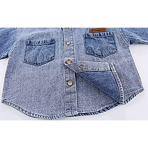 Hresadio Baby Boys Girls Denim shirt Kids Toddler Button Down Jeans Jacket Top Coat Outerwear(Blue 3-4T)