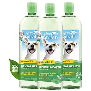 TropiClean Fresh Breath Original | Dog Oral Care Water Additive | Dog Breath Freshener Additive for Dental Health | VOHC Certified | Made in the USA | 33.8 oz. | Pack of 3