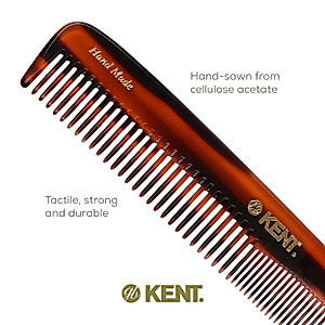 Kent 9T Tortoiseshell Fine Tooth and Wide Tooth Comb Detangler Hair Combs - Large Handmade and Saw-Cut Dressing Comb - Wet Hair Comb for Women and Durable Grooming Comb for Men Made in England