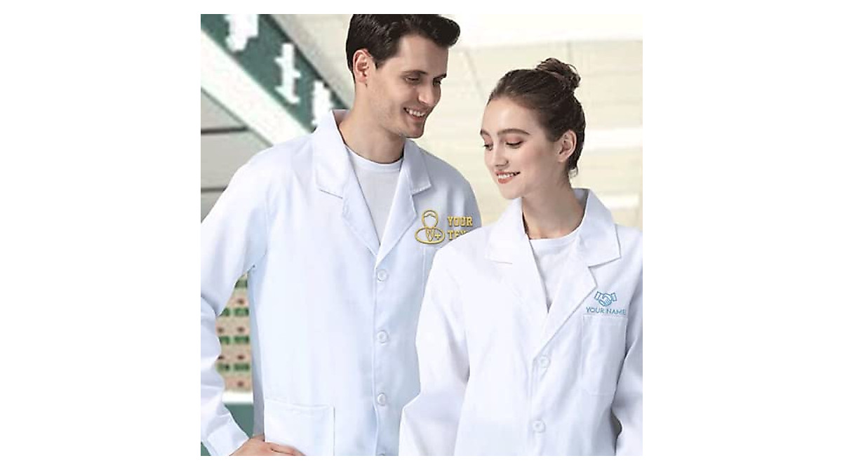 Personalized Lab Coat, Custom Embroidered Lab Coat with Icons Name Text ...