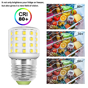 LED Appliance Light Bulb for Refrigerator Fridge Freezer 4W (40W Equivalent) E26 Medium Base Compact T10 Tubular A15 AC100-265V Floor Lighting Decorative Corn Lamp Daylight White 5000K, Pack of 3