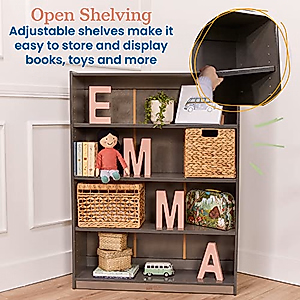 ECR4Kids Classic Bookcase, 48in, Adjustable Shelves, Grey Wash