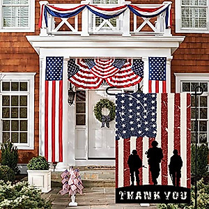 Patriotic American Soldier Thank You Garden Flag 12x18 Inch Double Sided 4th of July Independence Day Memorial Day Yard Outdoor Decor USA Flag