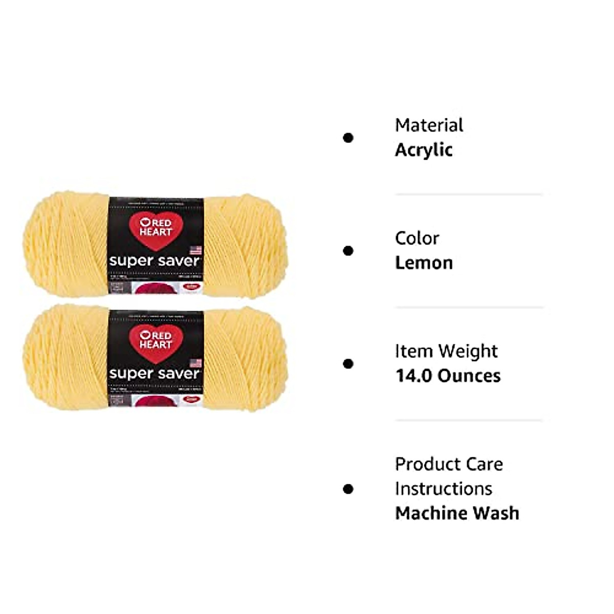 Bulk Buy: Red Heart Super Saver (2-Pack) (Lemon, 7 oz Each Skein)