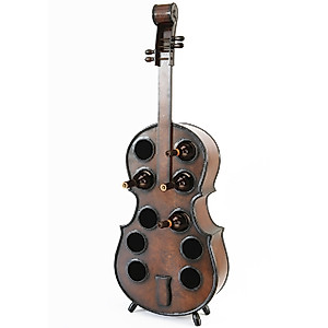 Wooden Violin Shaped Wine Rack, 10 Bottle Decorative Wine Holder