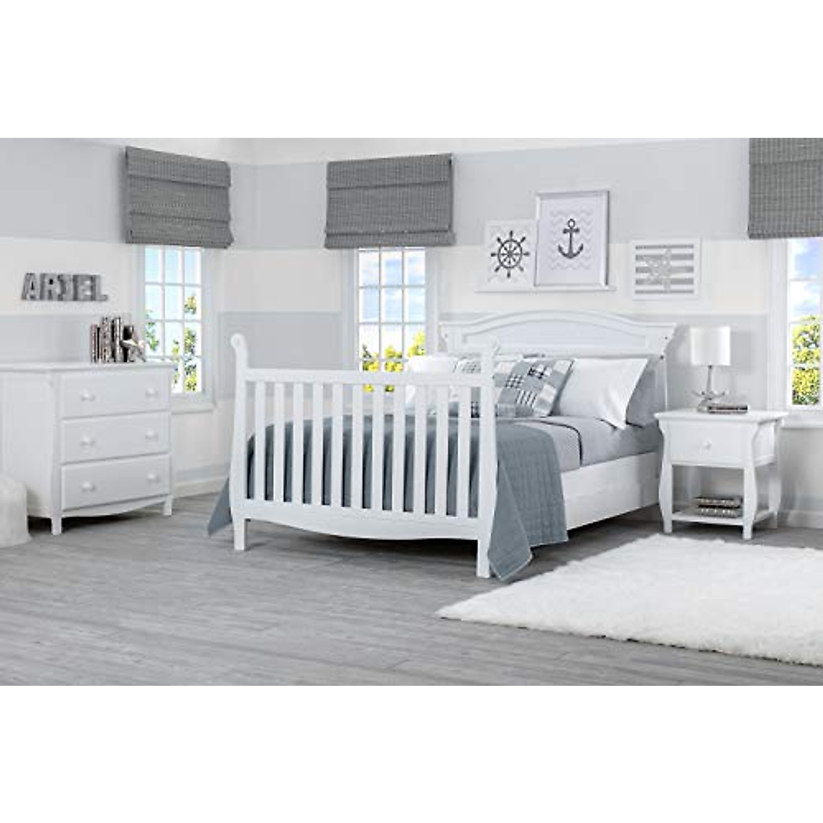 Delta Children Lancaster 4-in-1 Convertible Baby Crib, Bianca White