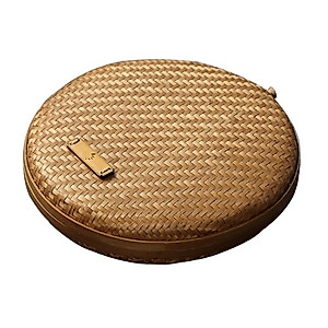MSMMZ Egg Basket Handmade Rattan Tea Storage Basket Snack Box with Sundries Cover, Jewelry Tea, Egg Box (Color : S)