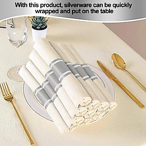 Germiwipe Paper Napkin Band, 200PCS Matte Silver Napkin Ring Self-Adhesive, Silverware Wraps Bands,Table Setup Wedding Event Party Supply (Matte Silver /200pcs)