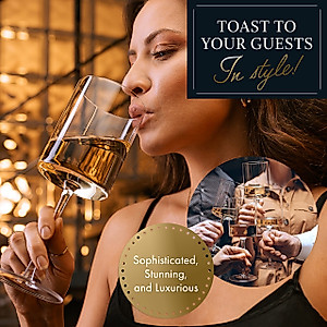 Square Wine Glasses Set of 4 - Crystal Wine Glasses 14oz in Gift Packaging - Large Red Wine Glass on Long Stem - Unique Modern Shape - Lead-Free - For White & Red Wine