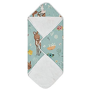 Pigsaly Deer Hare Rabbit Flower Hooded Baby Towel Bird Butterfly Baby Bath Towel Unisex Soft Organic Cotton Washcloths Toddlers Shower Gifts for Boys Girls Newborn 30 x 30 in