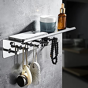 FVRTFT Shower Rack with Hook Shower Caddy No Drilling Shower Shelves Self Adhesive Wall Mounted Stainless Steel For Bathroom Kitchen,30cm