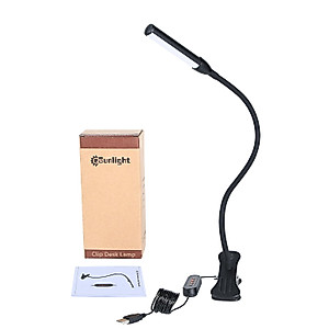 CeSunlight Clip on Reading Light, Clip Light, Warm & Daylight & White Light 3 Colors, Eye-Care Clamp Lamp with 10 Dimmable Illumination Modes