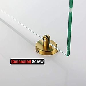 JQK Bathroom Glass Shelf Gold, Tempered Glass Shower Storage 16 by 5 inches, 304 Stainless Steel Brushed Gold Wall Mount, TGS101-BG