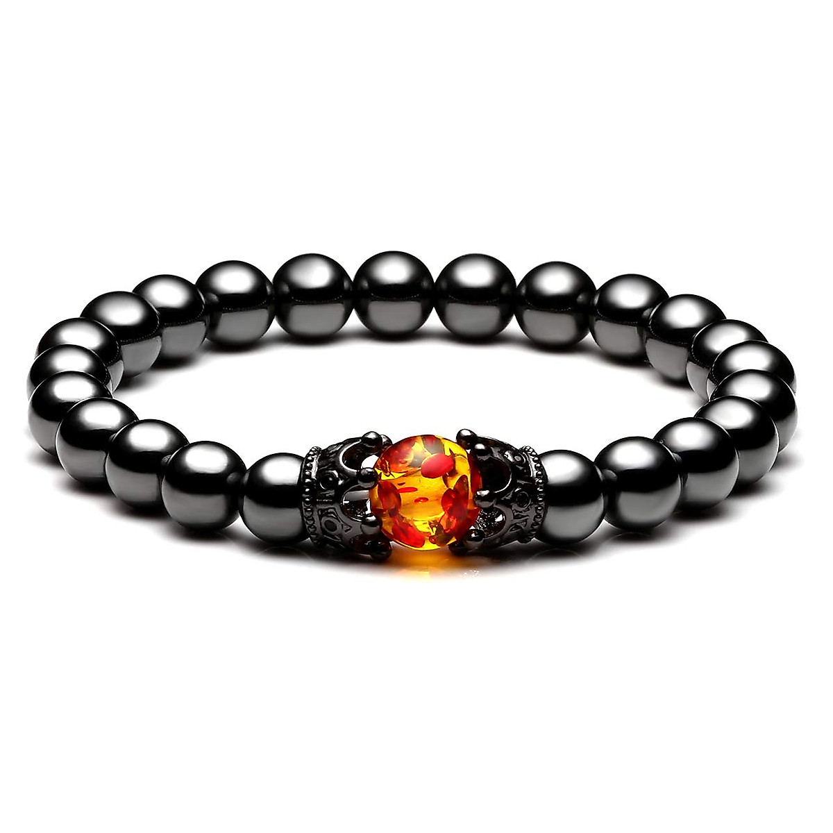 Jovivi 2 Pcs Hematite Black Obsidian Tiger Eye Stone Bracelets for Men Women 10mm Natural Round Gemstone Beads Beaded Healing Crystal Bracelet for Protection, Good Luck