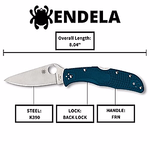 Spyderco Endela Lightweight Knife with 3.41" K390 Premium Steel Blade and Durable FRN Handle - PlainEdge - C243FPK390