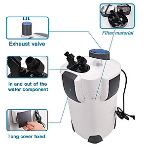 Polar Aurora Free Media 265GPH / 370GPH / 525GPH External Aquarium Filter with Builtin Pump Kit Canister (370GPH)