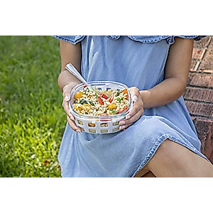 Ello Duraglass Meal Prep Container, 4 Cup- Glass Food Storage Container with Silicone Sleeve and Airtight BPA-Free Plastic Lid, Dishwasher, Microwave, and Freezer Safe, Halogen Blue