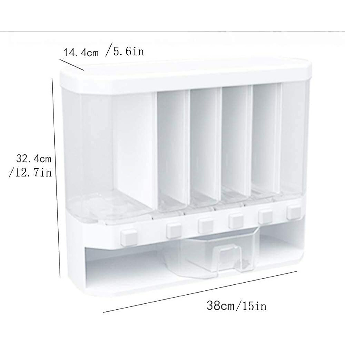 debieborahtoys Rice Dispenser Wall-Mounted Dry Food Dispenser Rice Bucket Grain Storage Container Cereal Dispenser for Home Kitchen 12KG