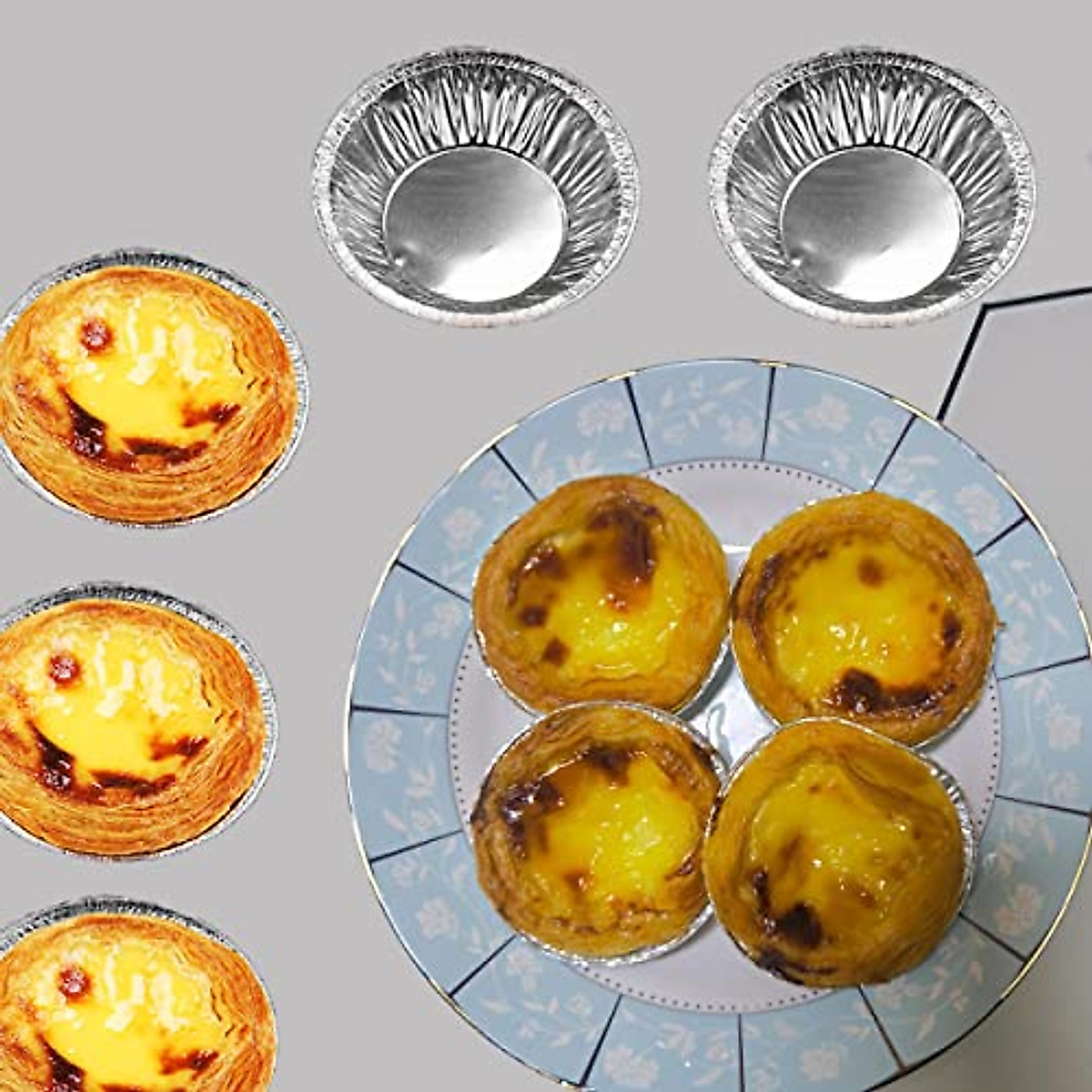 HLCM 100 Pcs Aluminum Foil Mini Pans, Great for Baking Tarts, Quiche, Pudding, etc.