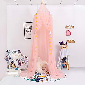 VERNASSA Canopy for Kids Bed, Bed Canopy, Xmas Gifts Princess Mosquito Netting Dome for Baby Crib Nook Castle Game Tent Nursery Play Room Christmas Decor (Pink)