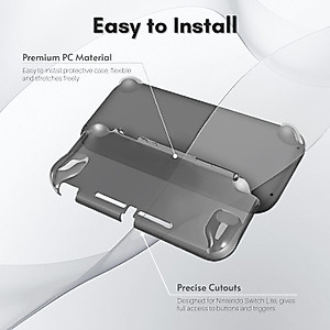 TNP Clear Protective Case for Nintendo Switch Lite - Switch Lite Protective Case with Ergonomic Grip - Hard, Lightweight, Slim, Protective Case for Nintendo Switch Lite Hard Case, Shadow Grey
