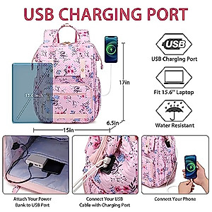 HIDDS Laptop Backpack Girls 15.6 Inch Bundle with Women Purses Backpack College School Bag Baby Diaper Backpacks