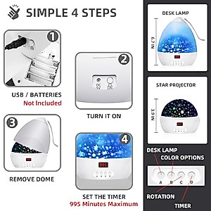 Star Projector Night Light for Kids, Baby Starry Night Lights with Timer, Halloween Devil Lamp for Festivel Holiday Birthday Gifts for 3 to 12 Year Old Toddle Boys Girls(White)