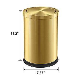 JINYCOME 2.6 Gallon Gold Bathroom Trash can with lid,Small Office Garbage can Wastebasket bin for Bedroom,Living Room,Kitchen (Gold)