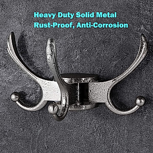 Ovlist Swivel Coat Hook 2 Pack Heavy Duty Space Saving Towel Rope Hook Wall Mount Triple Swing Arms for RV Bathroom Kitchen Garage,Brushed Nickel