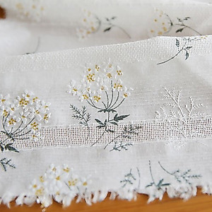 55 inches Width Little Yellow Flowers Embroidery Jacquard Cotton Cloth Fabric by The Yard