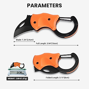 FUNBRO Small Pocket Knife for Men, Cool Folding Knife Box Cutter with 1.34inch Sharp Blade, Mini EDC Knives for Everyday Carry, Great Gift for Men (Orange)