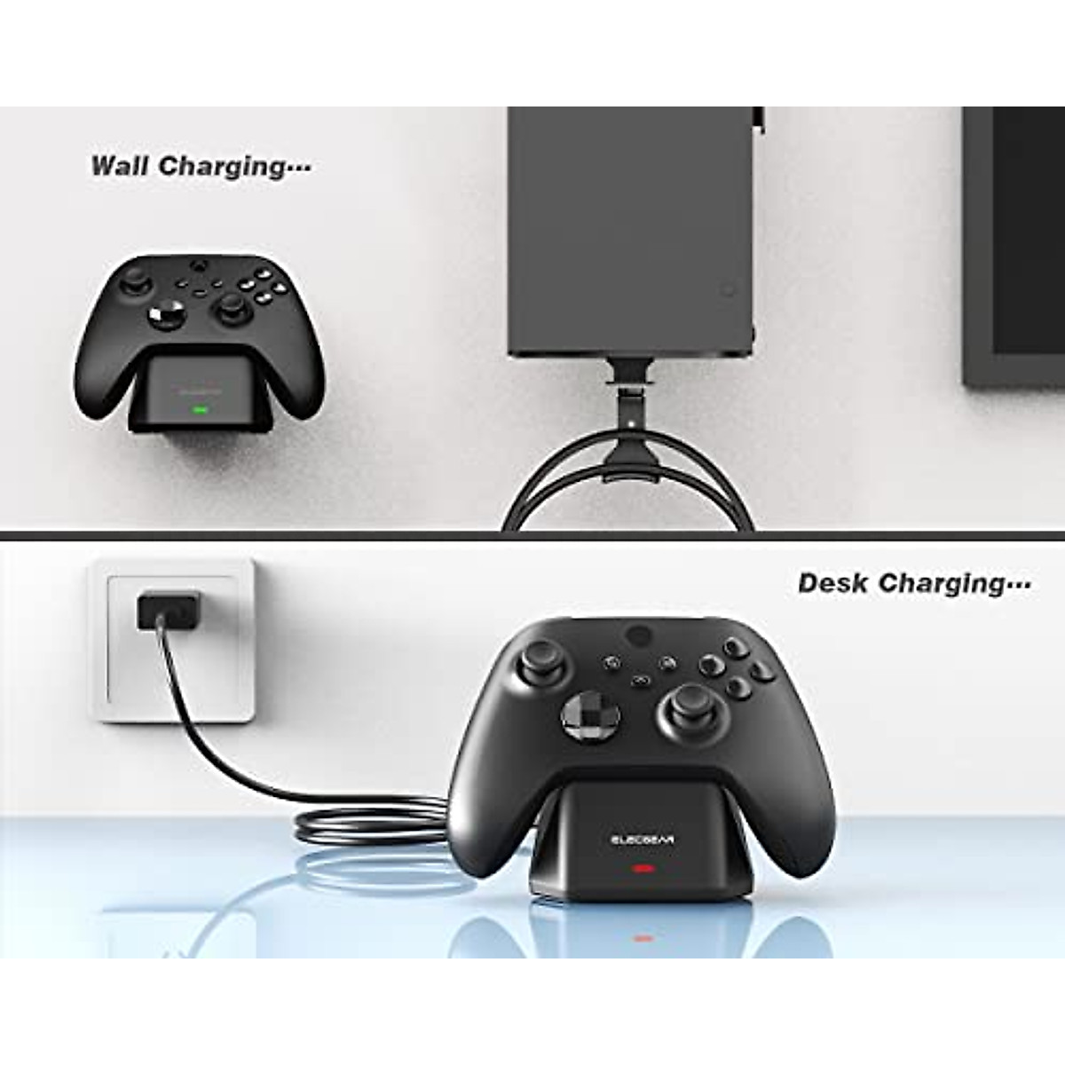 ElecGear Xbox Solo Charging Dock with 1200mAh Rechargeable Battery, Wall Mount and Desktop Dual Purposes USB Charger Stand Docking Station for Xbox Series X|S, Xbox One, S, X Wireless Controller
