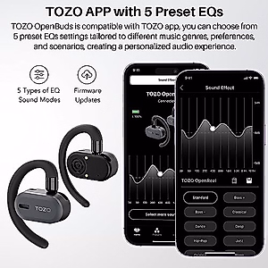 TOZO Open Buds Lightweight True Wireless Earbuds with Multi-Angle Adjustment, Bluetooth 5.3 Headphones with Open Ear Dual-Axis Design for Long-Lasting Comfort, Crystal-Clear Calls for Driving, Black