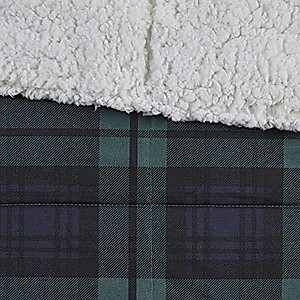 Woolrich Brewster Luxury Softspun Down Alternative Filled Throw Navy Green 50x70 Plaid Premium Soft Cozy Cozy Spun For Bed, Couch or Sofa