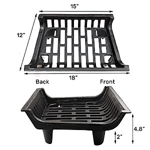 AGTEK Fireplace Grate 18 inch Cast Iron Fire Place Grates Heavy Duty Wood Stove Chimney Burning Rack Holder
