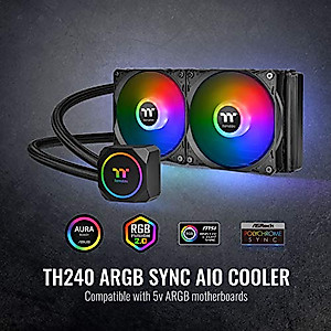 Thermaltake TH240 ARGB Motherboard Sync Edition AM5/AMD/Intel LGA1200 Ready All-in-One Liquid Cooling System 240mm High Efficiency Radiator CPU Cooler CL-W286-PL12SW-A