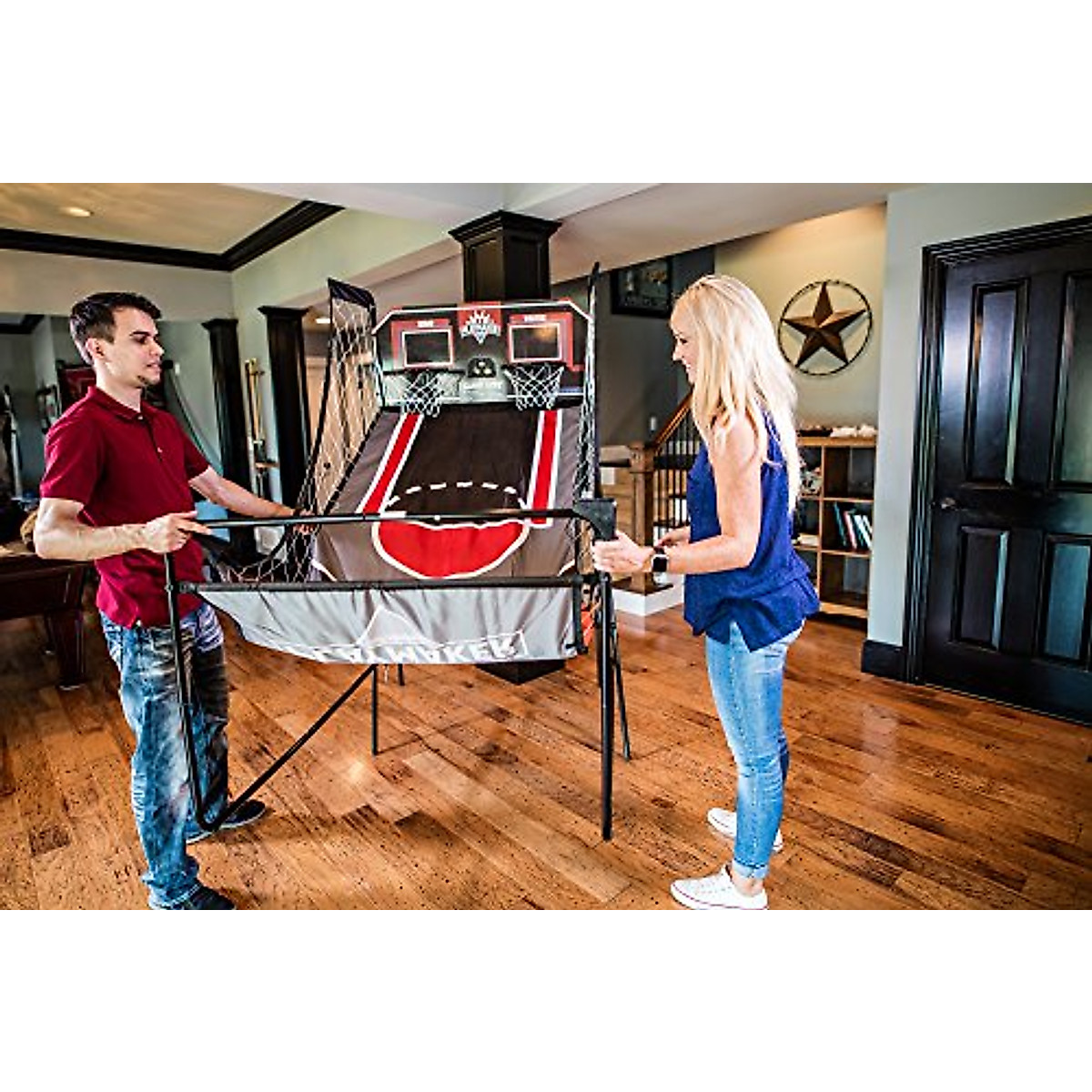 TRIUMPH SPORTS USA Play Maker Double Shootout Basketball Game Includes 4 Game-Ready Basketballs and Air Pump and Needle, Black