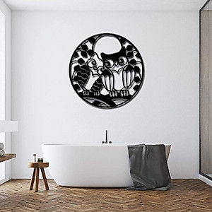 Artmyharbor Metal Owl Wall Decor Cute Owl Couple on Tree Branch Black Wall Hanging Art Rustic Animal Bird Sculpture Farmhouse Decor Home Garden Indoor Outdoor Decorations