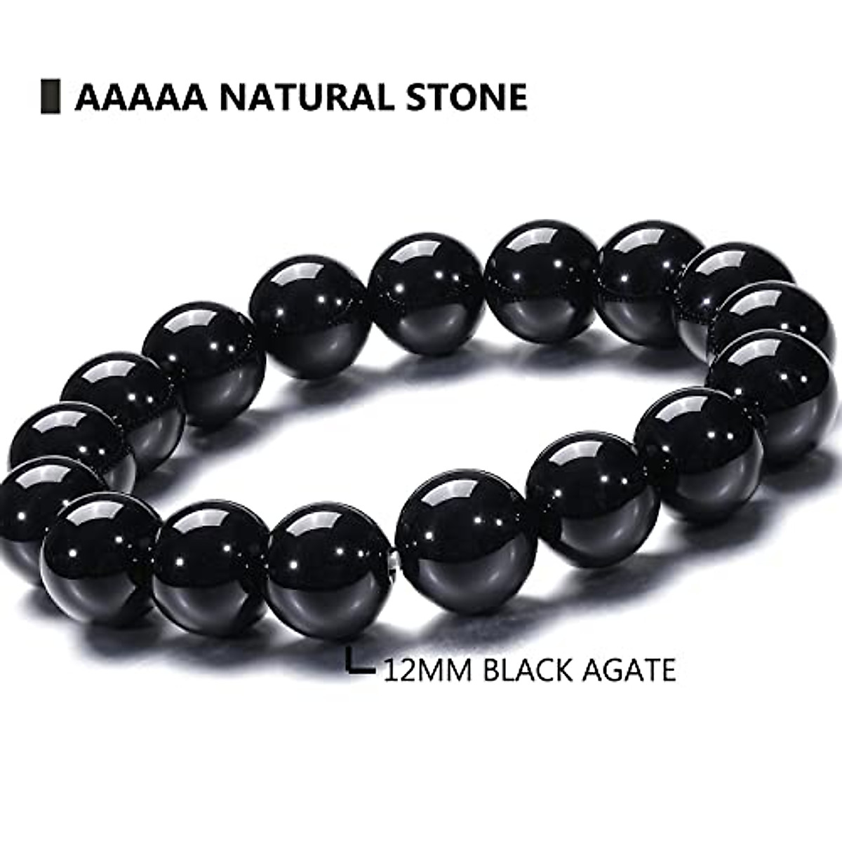 VIVISWAN Natural 10-12mm Gorgeous Semi-Precious Gemstones Healing Crystal Stretch Elastic Beaded Bracelet Unisex Yoga Meditation Relax Anxiety Bangle for Womens Mens