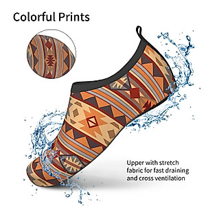 SWEET TANG Water Shoes Women's Men's Native Southwestern Design Tan Gray Brown American Outdoor Beach Swimming Aqua Socks Quick-Dry Barefoot Shoes Surfing Yoga Pool Exercise