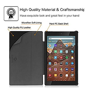 Fintie Slim Case for Amazon Fire HD 10 Tablet (Compatible with 7th and 9th Generations, 2017 and 2019 Releases) - Ultra Lightweight Protective Stand Cover with Auto Wake/Sleep, Black