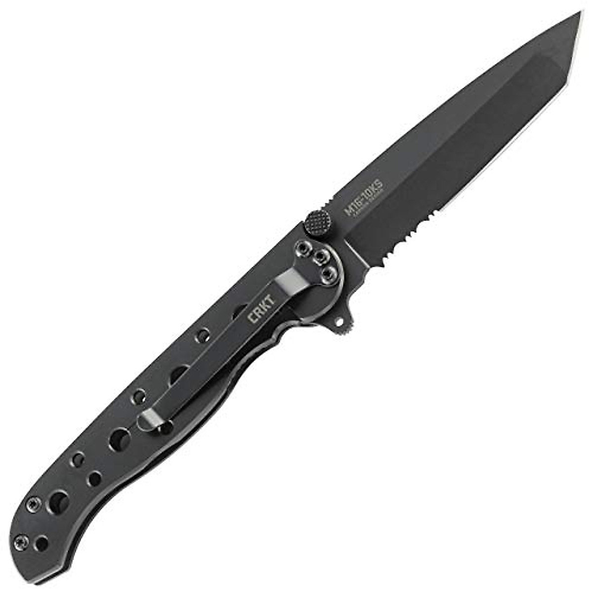 CRKT M16-10KS EDC Folding Pocket Knife: Everyday Carry, Black Serrated Edge Blade, Tanto, Frame Lock, Stainless Steel Handle, Reversible Pocket Clip