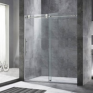 WOODBRIDGE MBSDC6076-C Frameless Sliding Glass Shower Door | 56"-60"W x 76"H | Chrome Finish