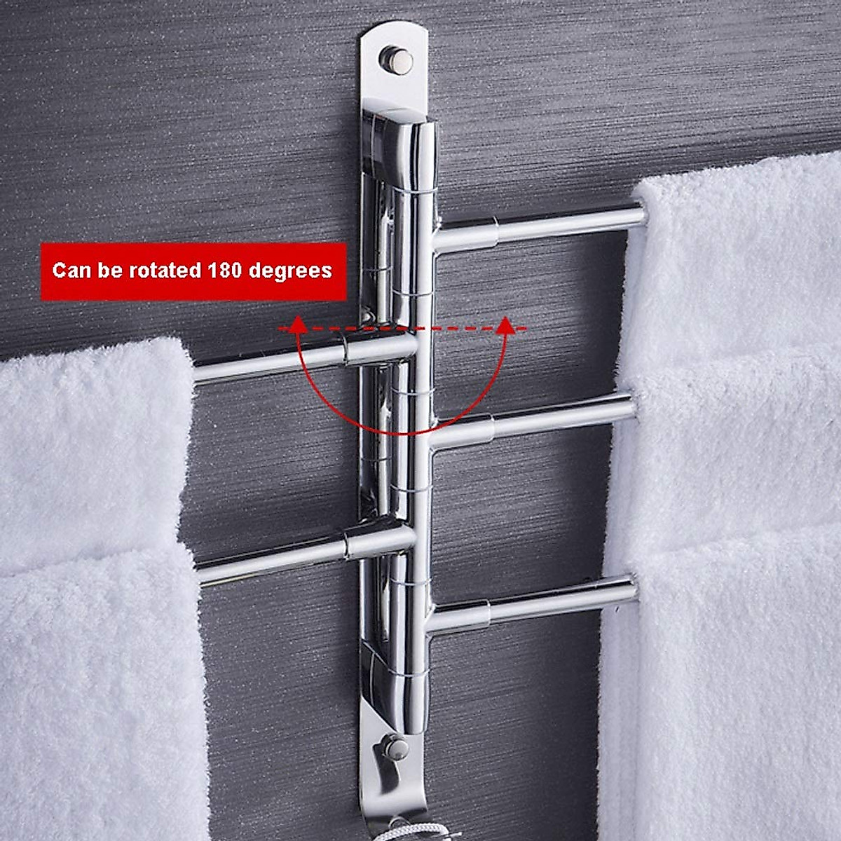 CHUNYU Bathroom Towel Rack Rod Stainless Steel Towel Holder Wall Mounted Storage Shelf with Hook Rotatable Kitchen Towel Hanger