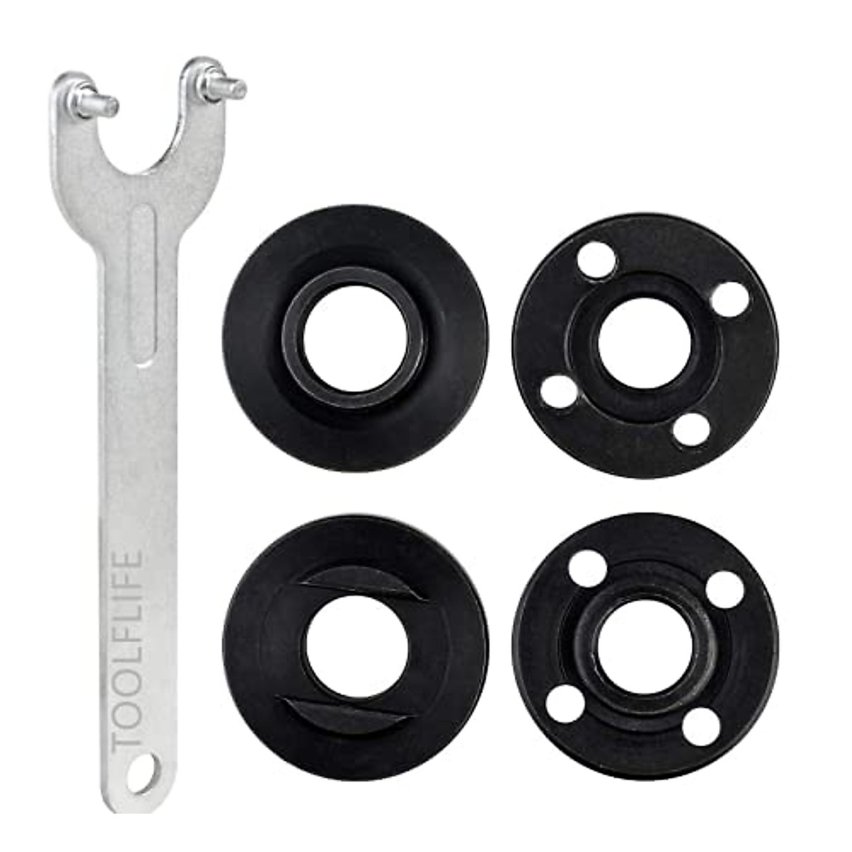 TOOLFLIFE 5pcs Grinder Flange Angle Wrench Spanner Metal Lock Nut for Dewalt Milwaukee 193465-4 Bosch Black Decker Ryobi Makita 5" 5/8-11Replacement Part