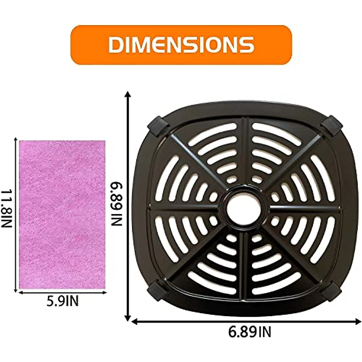 Air Fryer Grill Pan for Dash 2.6QT Air Fryers, Premium Nonstick Air Fryer Grill Crisper Plate, Air Fryer Insert Rack Grate Grid for Dash 2.6 Quart Air Fryer, Dishwasher Safe